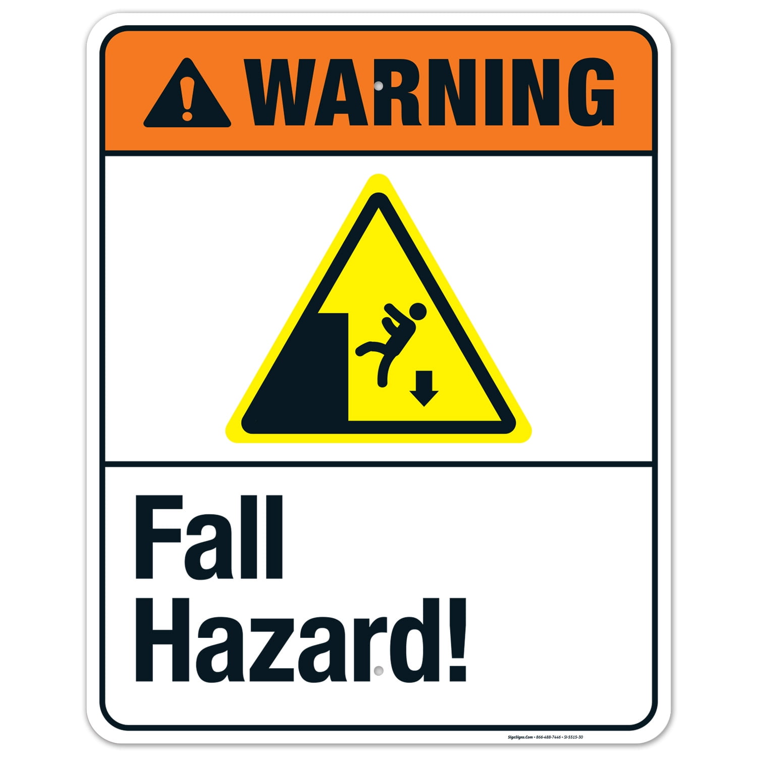Fall Hazard Sign, ANSI Warning Sign, - Walmart.com