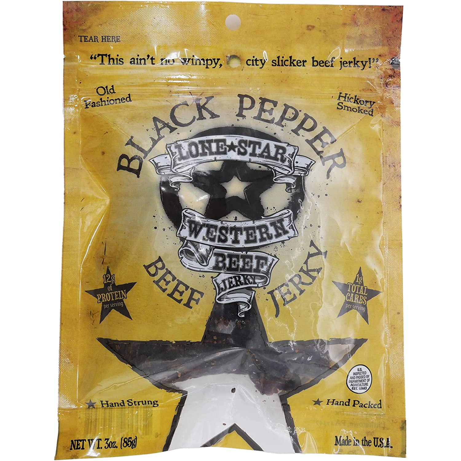 Lone Star Black Pepper Beef Jerky - 3 Ounce Resealable Bag - Spicy ...