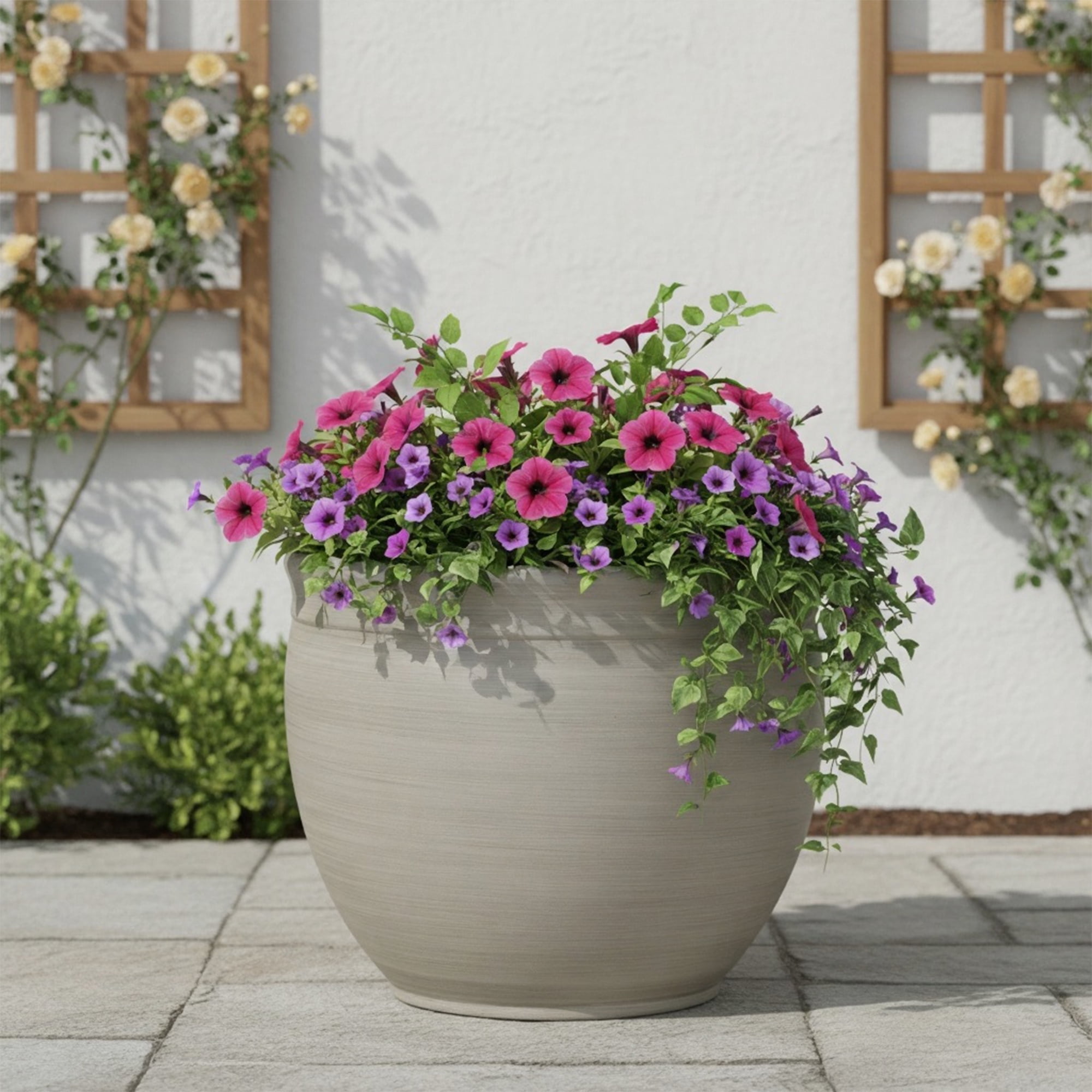 Click here for Mainstays 15.5in Resin Planter  Birch Grey 15.5 In prices