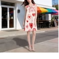 DIXRUYEE Womens Dresses Loose Neck Sleeveless Oversize Red Pink Heart ...