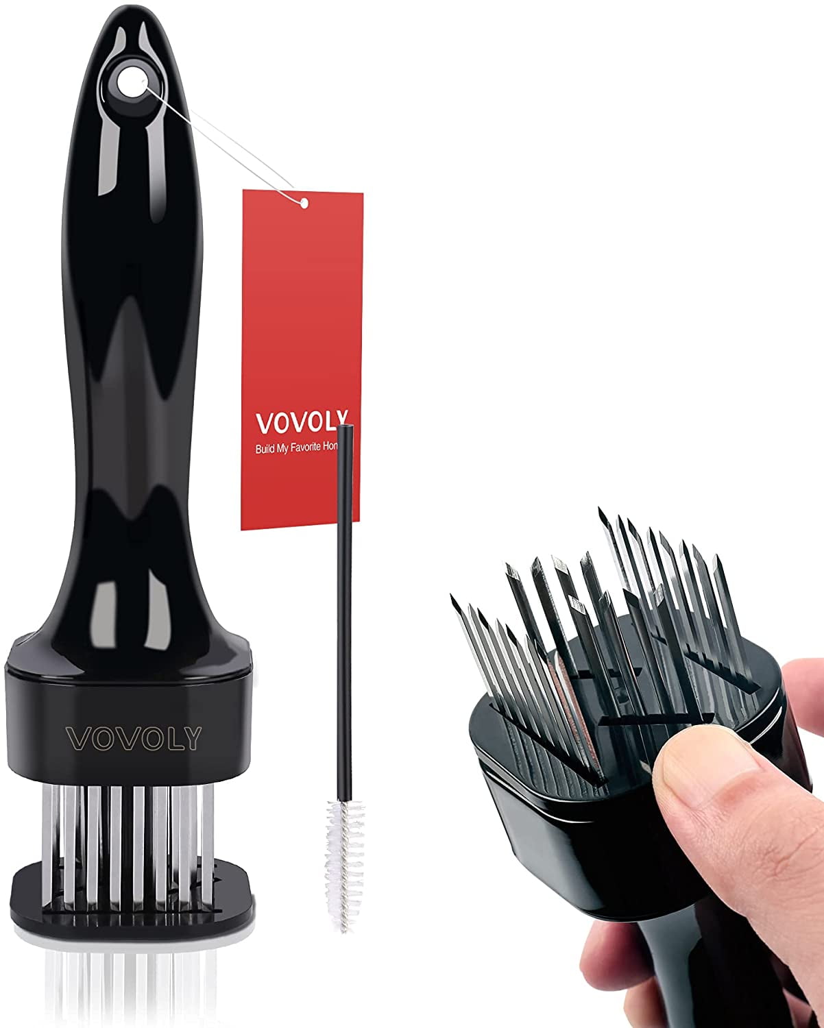 Meat Tenderizer Tool with 24 Pin Ultra Sharp Stainless Steel Blades ...