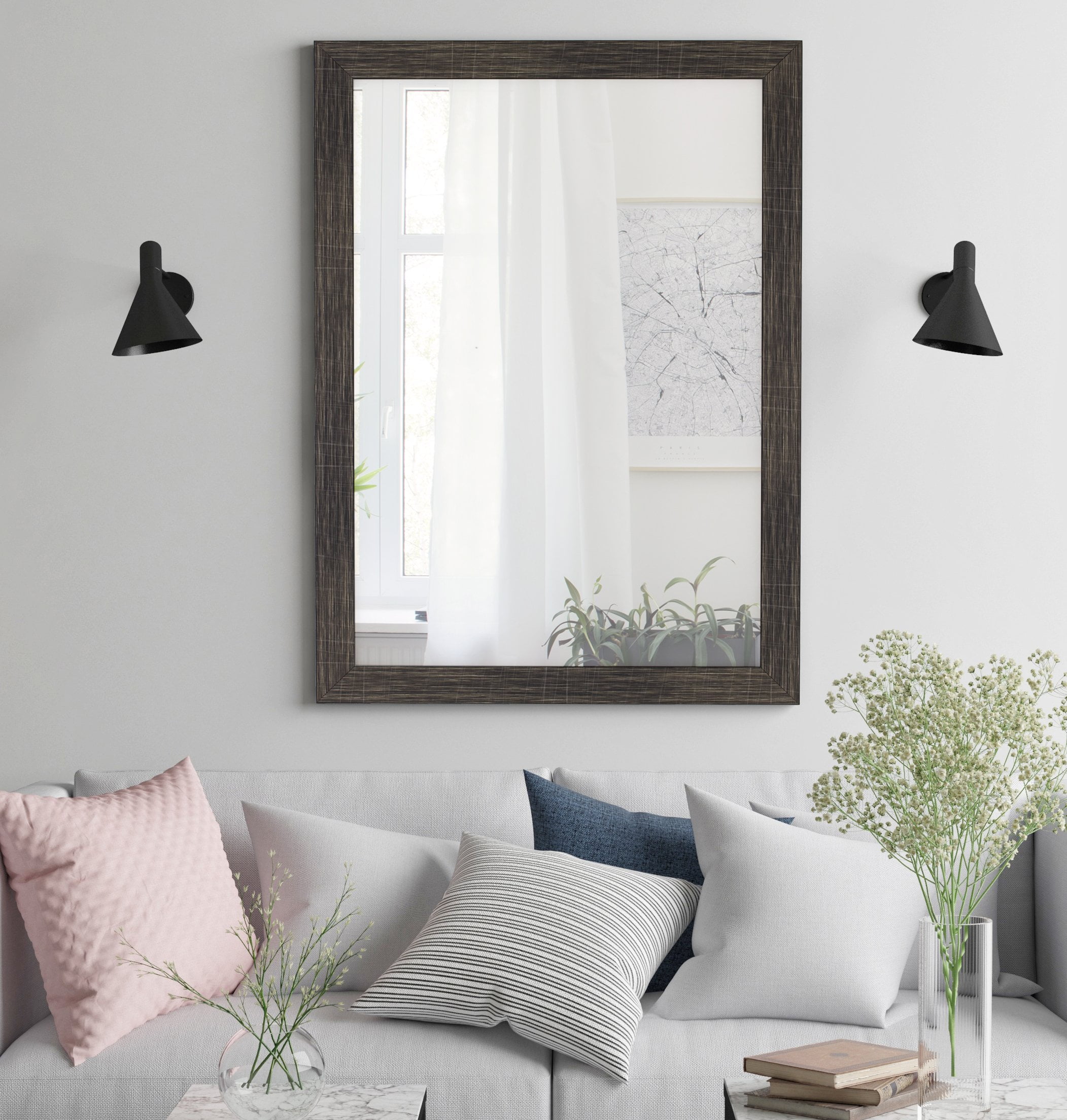 Hitchcock Butterfield Silver Flannel Wall Mirror - Walmart.com