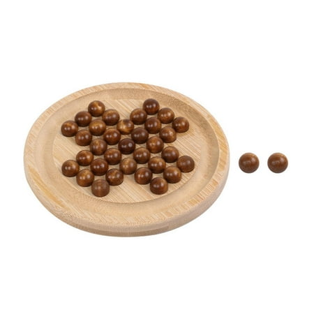 Wooden Peg Solitaire Board Game Tabletop Decor with 33 Glass Balls Pegs ...