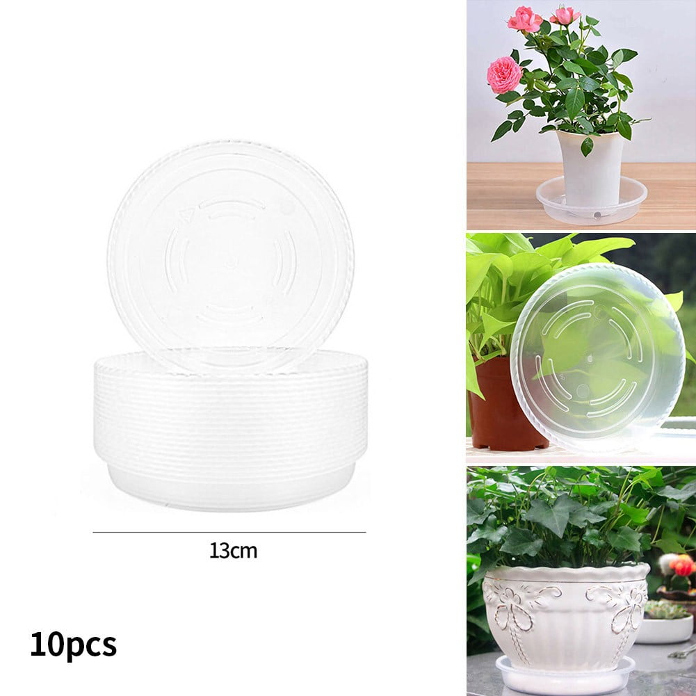 10× Transparent Plastic Round Plant Flower Pot Base Saucer Plate Tray ...