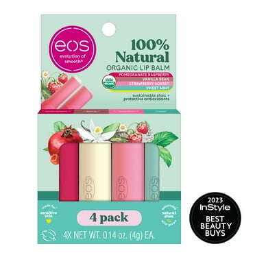 Eos 100% Natural & Organic Lip Balm Sticks- Variety Pack | 0.14 oz | 4 ...