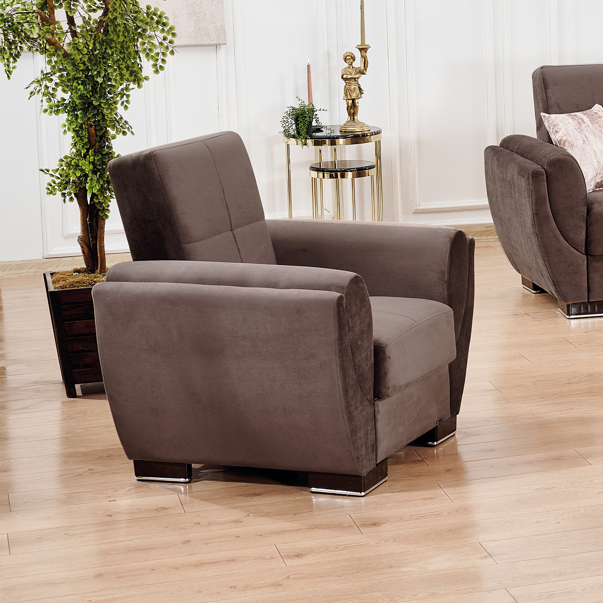 Ottomanson Origins Air Convertible Arm Chair, Brown Microfiber ...