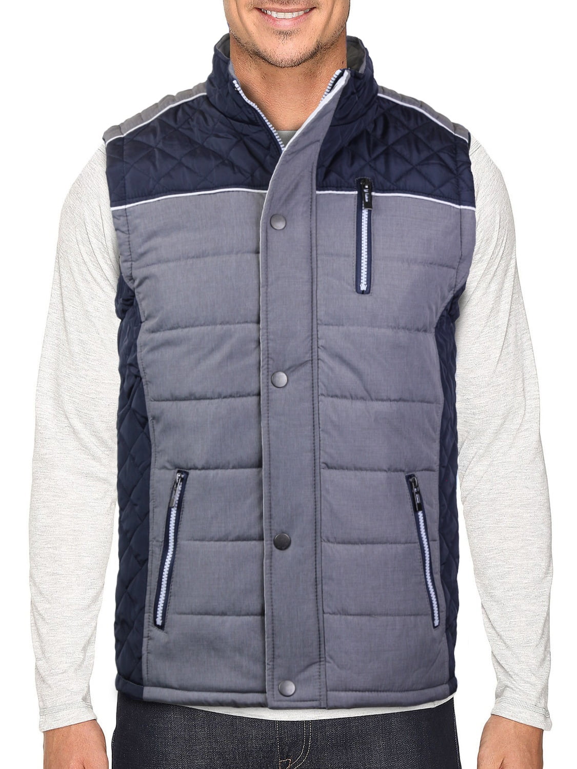 Holstark Men's Zip Up Insulated Fleece Lined Two Tone Vest - Walmart.com