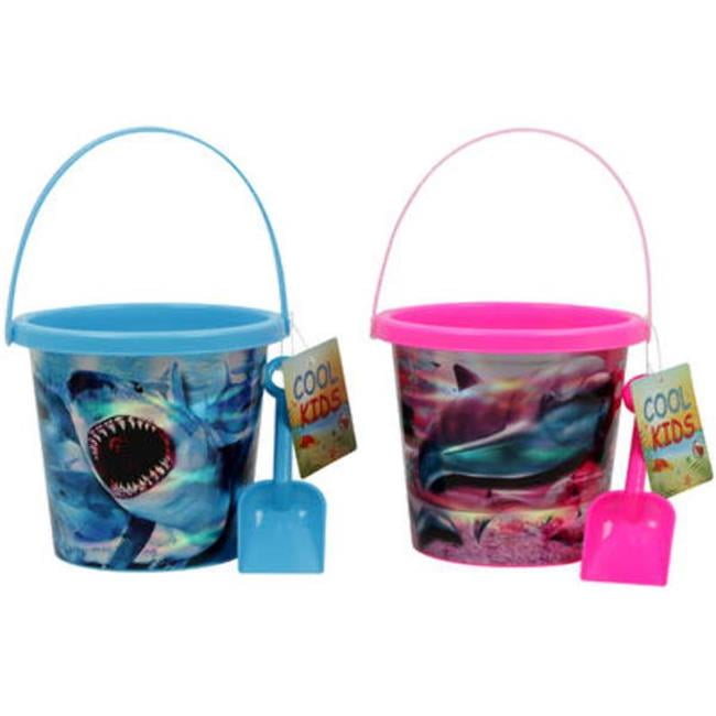 DDI 2321033 Cool Kids Shark Sand Bucket with Shovel, Hot Pink Blue - 36 ...