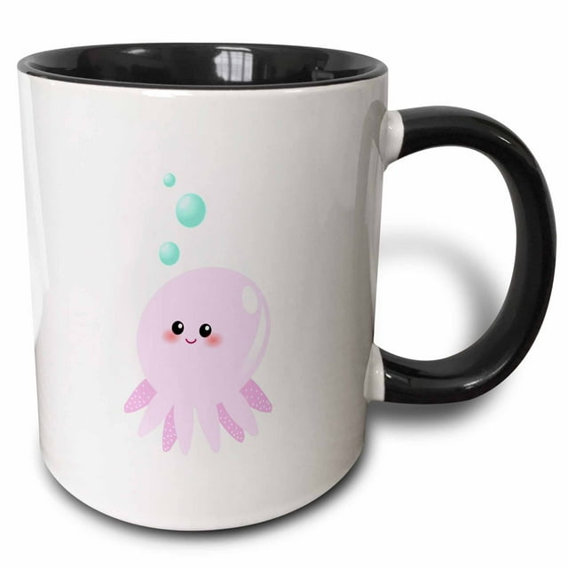 3dRose Cute Pink Octopus cartoon - kawaii happy girly squid with ...
