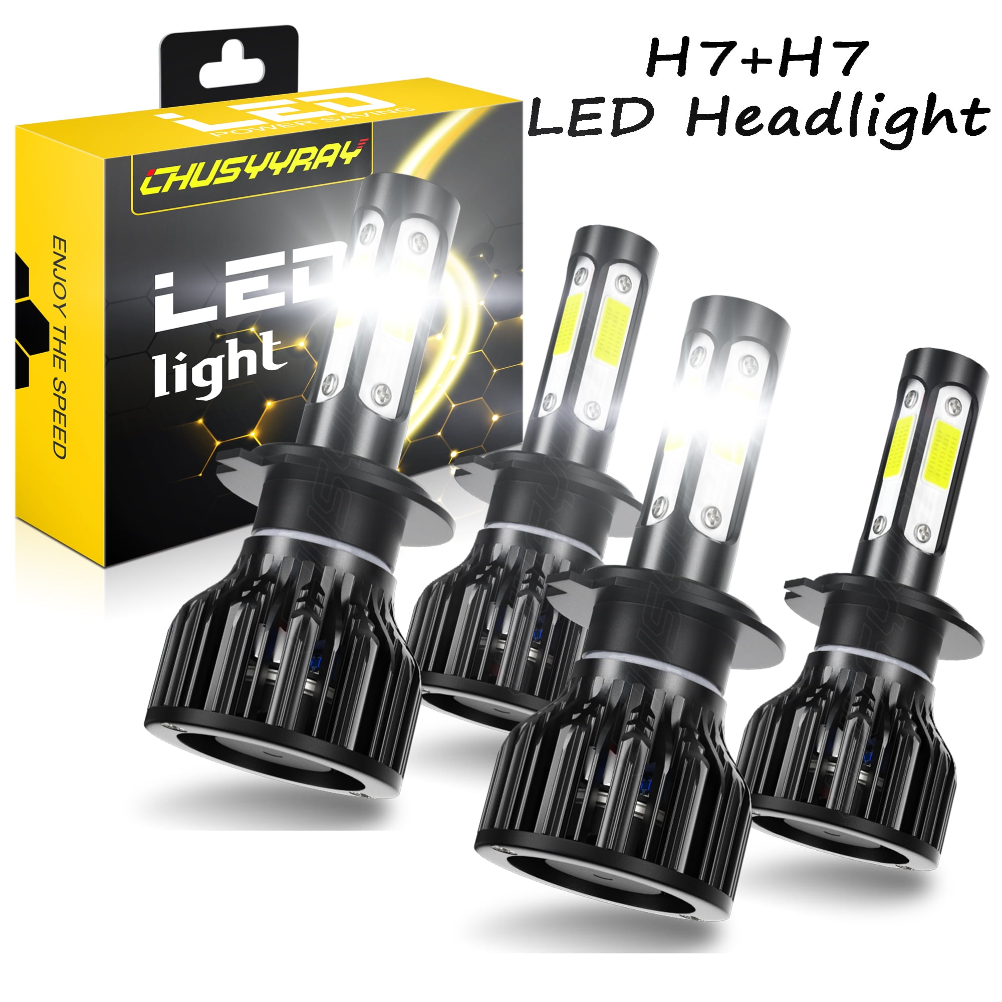 Front H7 LED Headlight 4x Bulbs High-Low beam Plug&Play For 2000-2009 ...