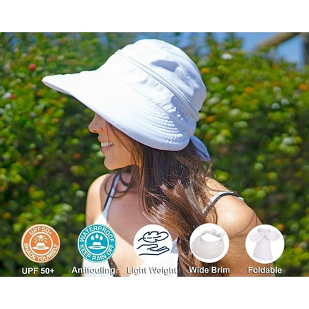 Hats for Women UPF 50+ UV Sun Protective Convertible Beach Visor Hat ...