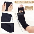 3Pairs 3 Colors Acrylic Fibers Long Knitted Fingerless Gloves Warm Arm ...