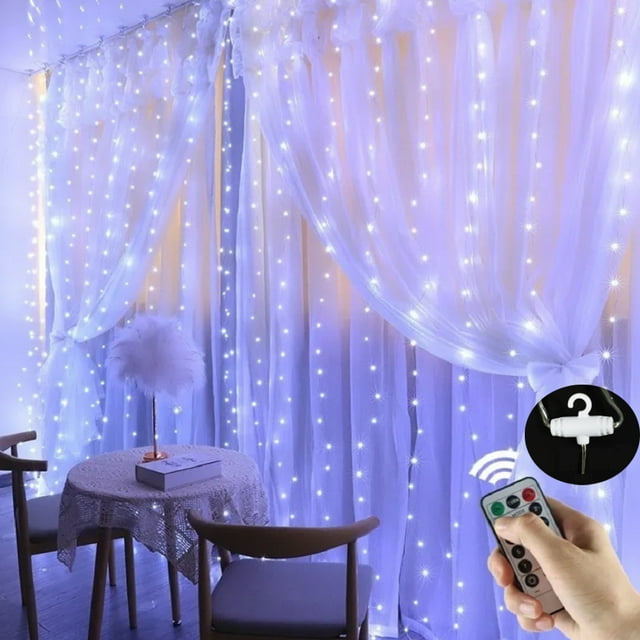 Honche LED Curtain Lights Indoor 300LEDs Waterfall Fairy String Lights ...
