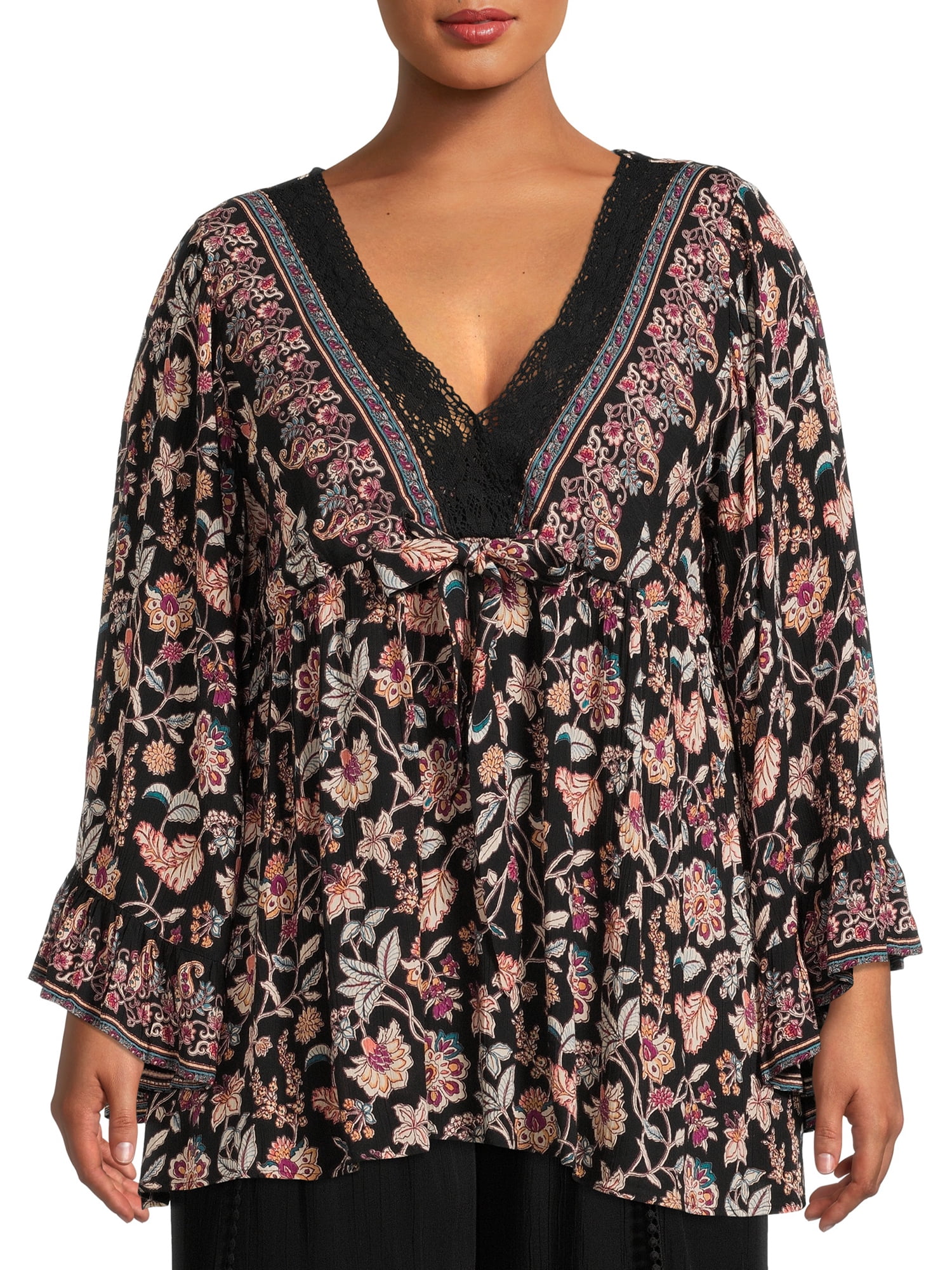 Romantic Gypsy Women's Plus Size Crochet Trim Top - Walmart.com