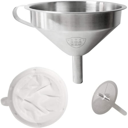 Stainless steel funnel set for transferring liquid ingredients, dry ...