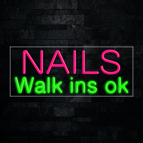 Nails Walk ins ok-LED Neon Sign 30"L x 12"H #30170 - Walmart.com