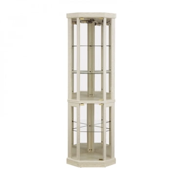 BROTTAR 65" Lighted Corner Display Cabinet with Glass Doors, 4-Tier ...