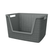 Curver Jute Basket Medium, Resin Plastic Storage Bin, Cool Grey, 4 Pack ...