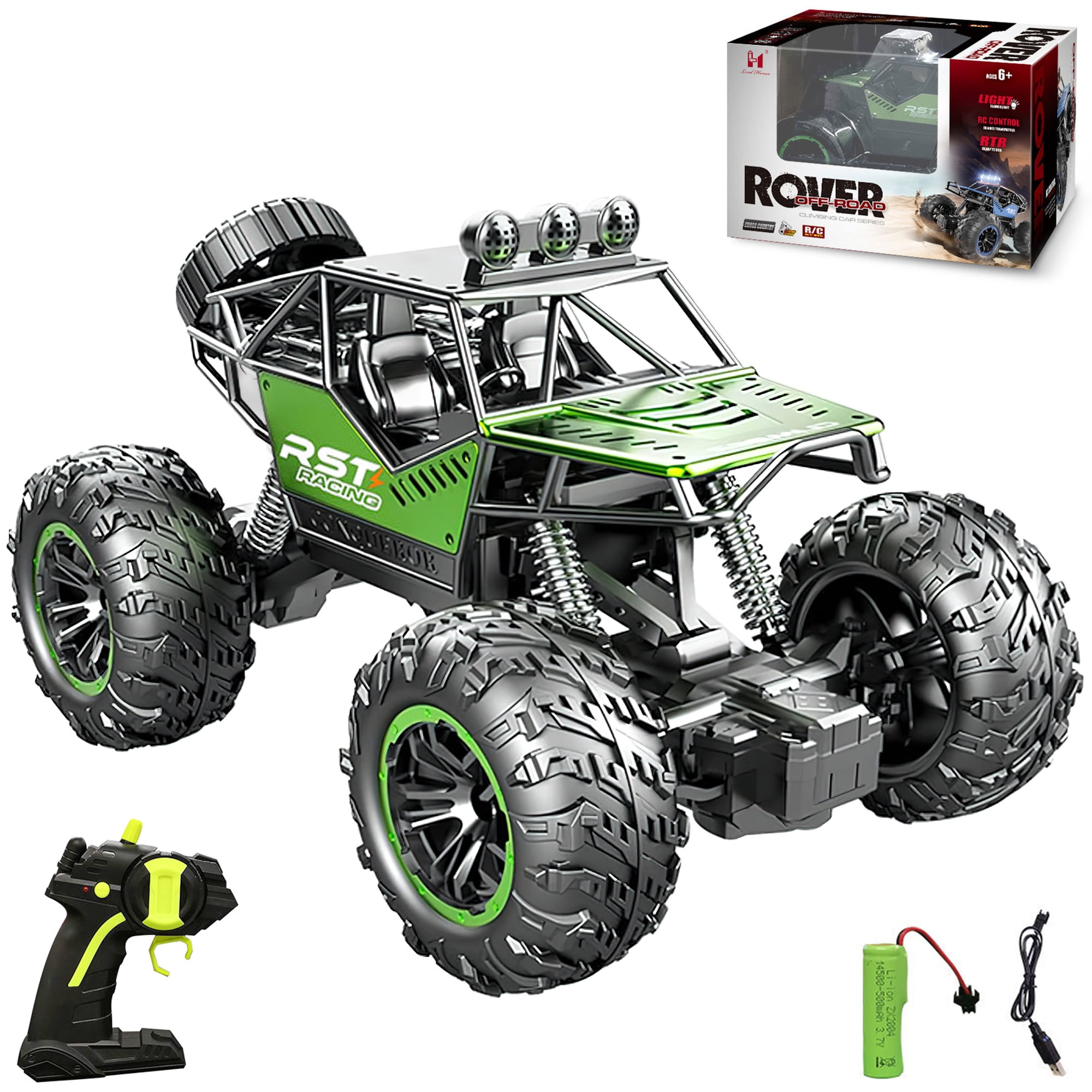Huge Wave 1:18 Remote Control Truck, RC Car Toy Rock Crawler, 2WD Off ...