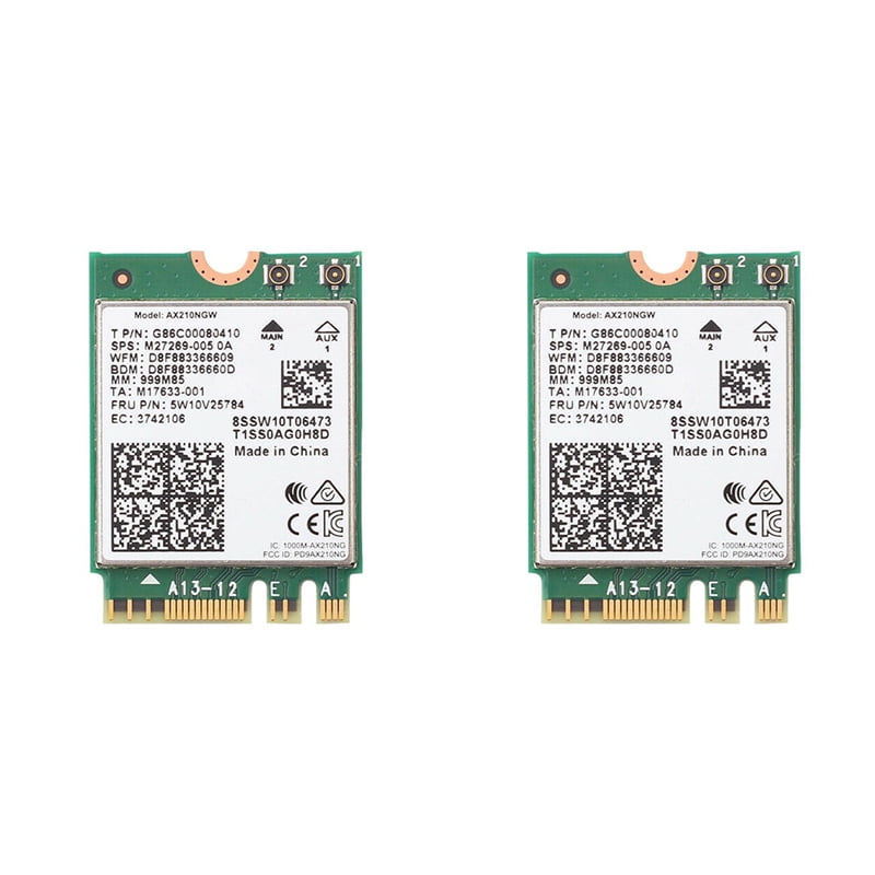 2X AX210 AX210NGW Tarjeta de Red M.2 NGFF 2.4Ghz/5G WI-FI 6E 2400Mbps Tarjeta WiFi 802.11Ax ...