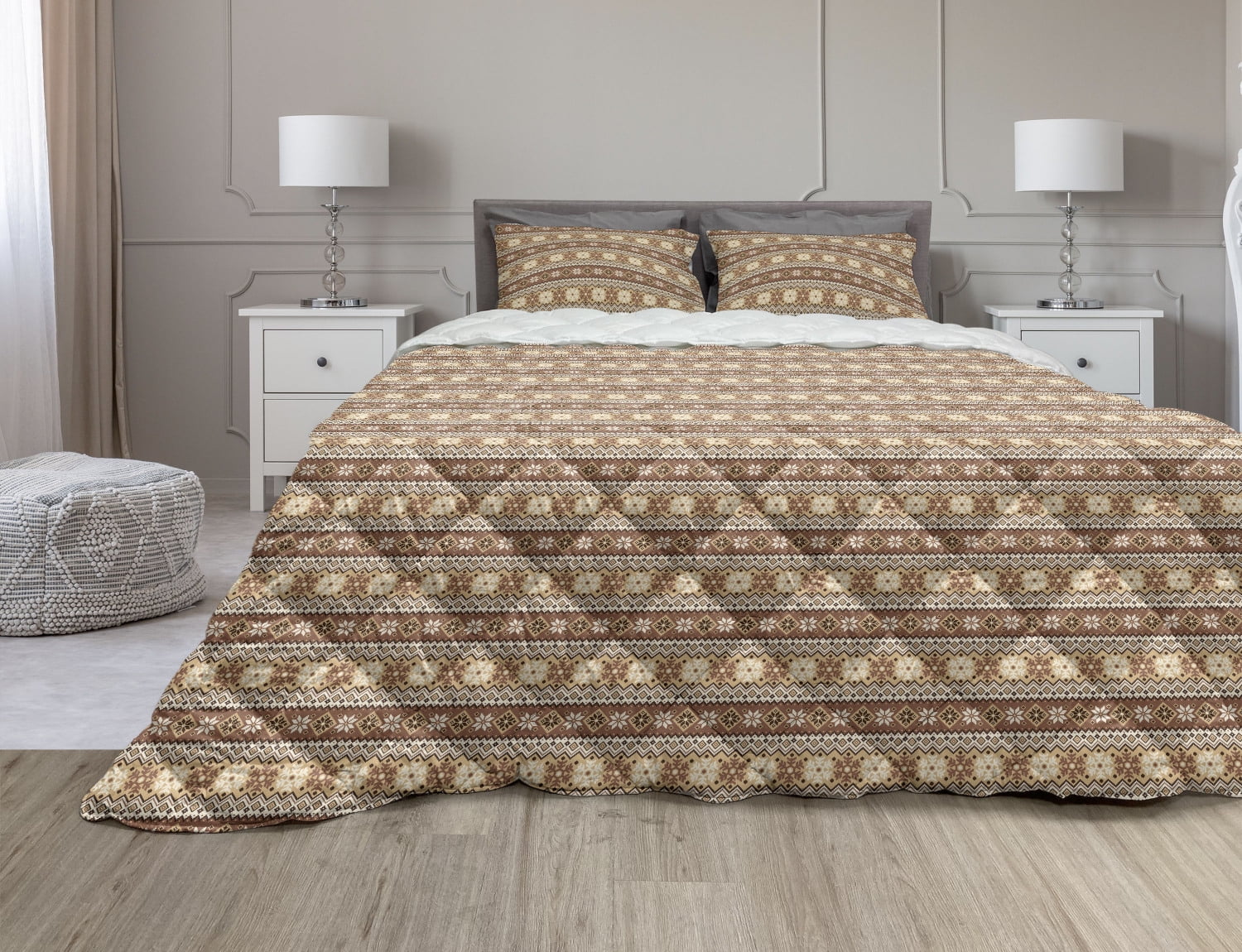 Nordic Comforter & Sham Bedding Set, Northern Style Traditional Pattern ...