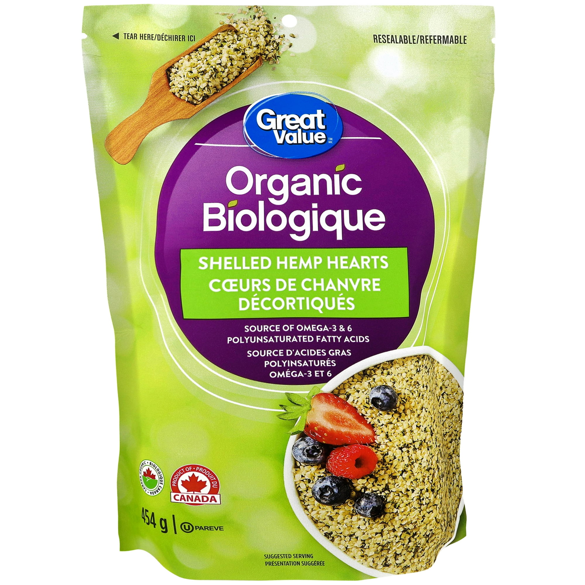 Click here for Great Value Organic Shelled Hemp Hearts 454g prices