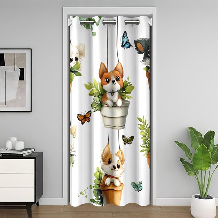 Kids Dog Door Curtain,Cute Puppy Room Divider Curtain 52"W X 80"L for ...