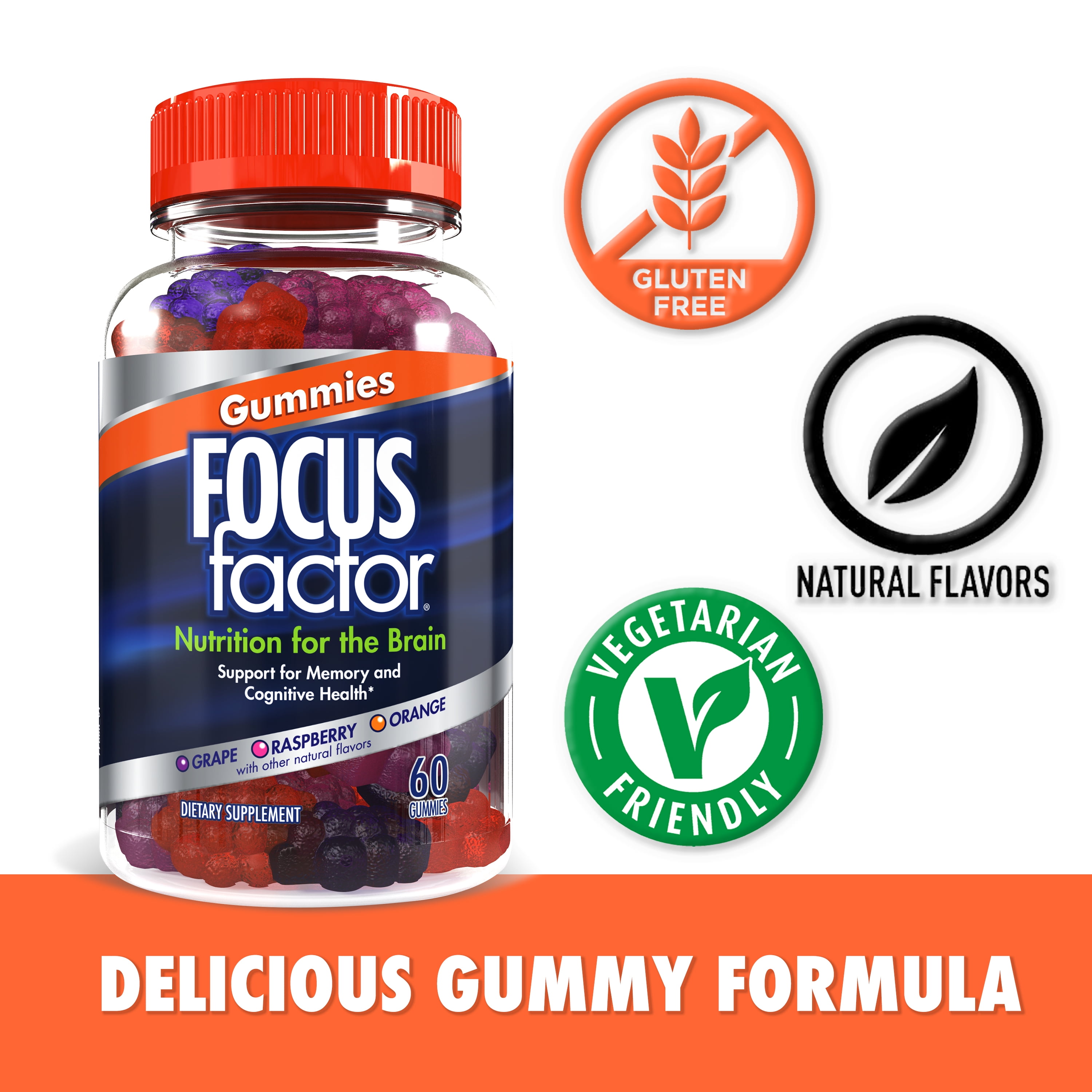 Buy Focus Factor Brain Health Gummies, 60 Count - Support for Memory & Cognitive Health ...