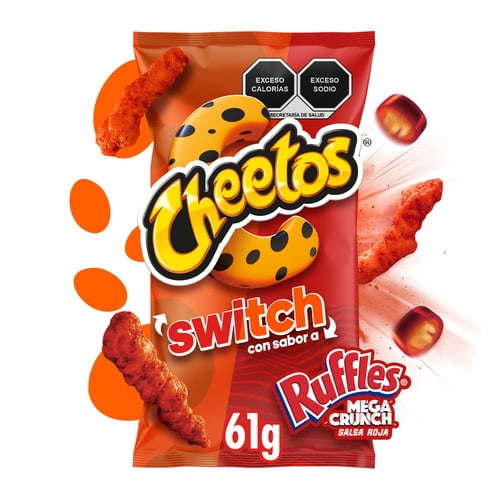Botana Cheetos switch con sabor a Ruffles mega crunch salsa roja 61 g ...