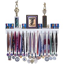 Medal Awards Rack Trophy Shelf and Award Display Rack (24" White) Medal ...