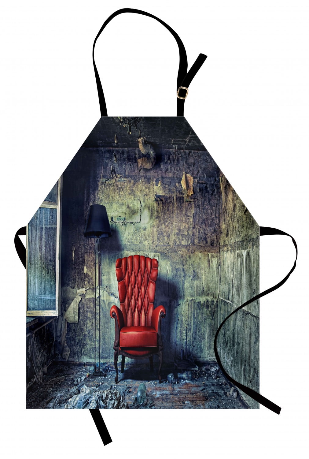 Antique Apron Old Armchair in Grunge Retro Interior Damaged Messy ...