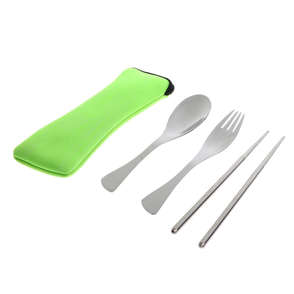 Cubiertos de camping cubiertos inoxidable para 1 verde fluorescente ...
