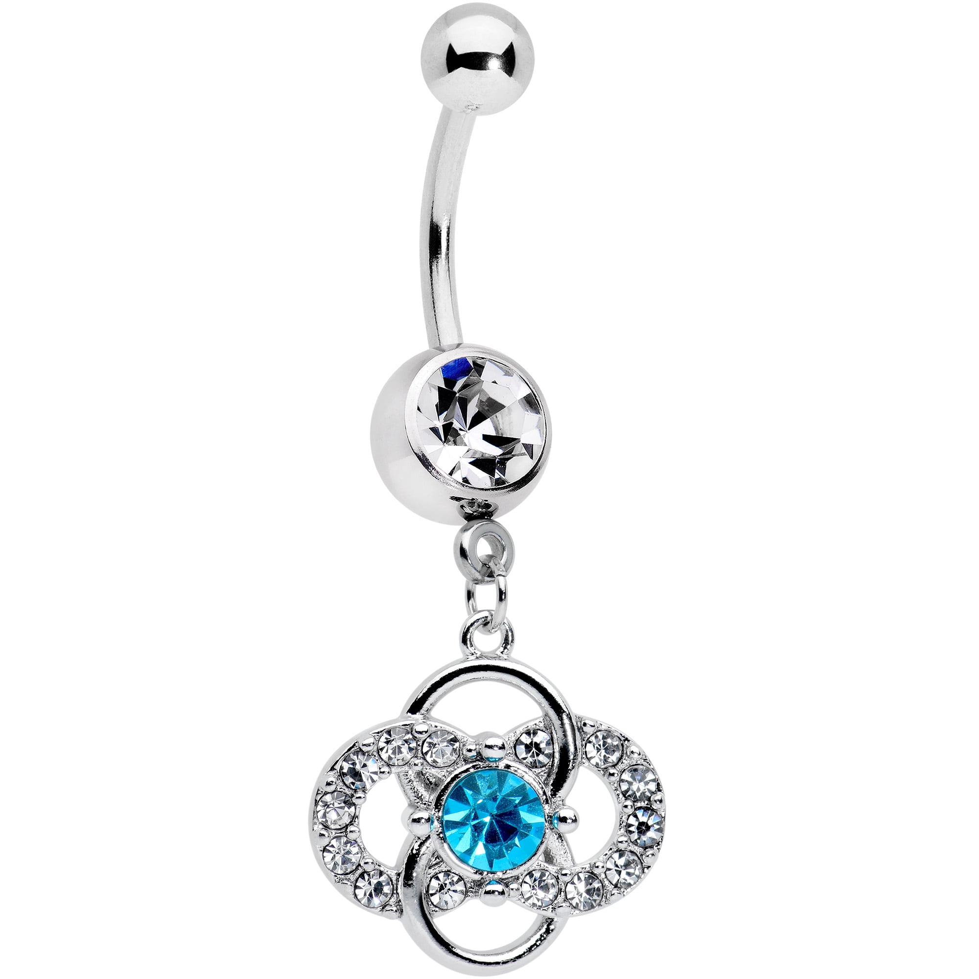 Body Candy Womens 14G 316L Steel Navel Ring Piercing Clear Blue Celtic ...