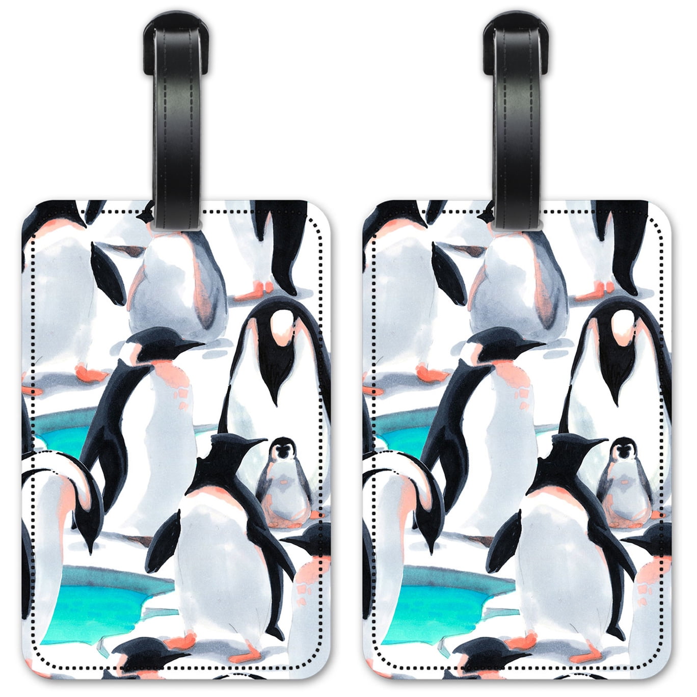 Watercolor Penguins - Luggage ID Tags / Suitcase Identification Cards ...