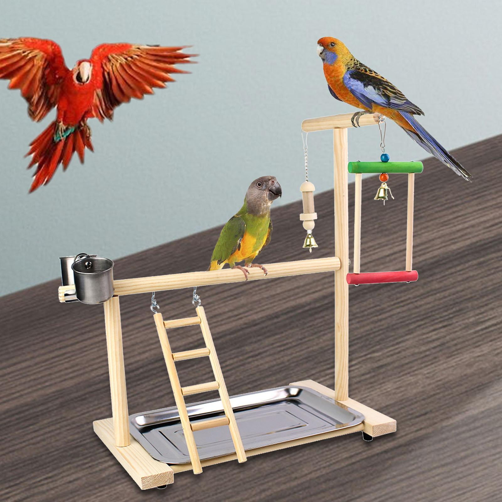 Toys Bird Platform Perch Bird Playground with Tray Gym Ladder Exercise ...