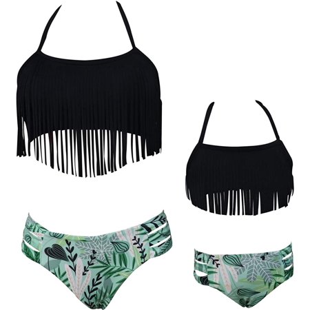 Girls Swimsuit Two Piece Bikini Set Ruffle Falbala Swimwear Bathing ...