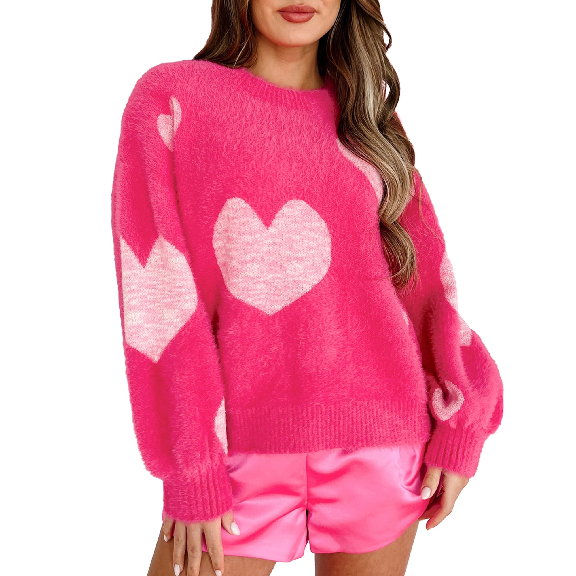 Click here for Gupgi Women Heart Print Sweatshirt Romantic Sweate... prices