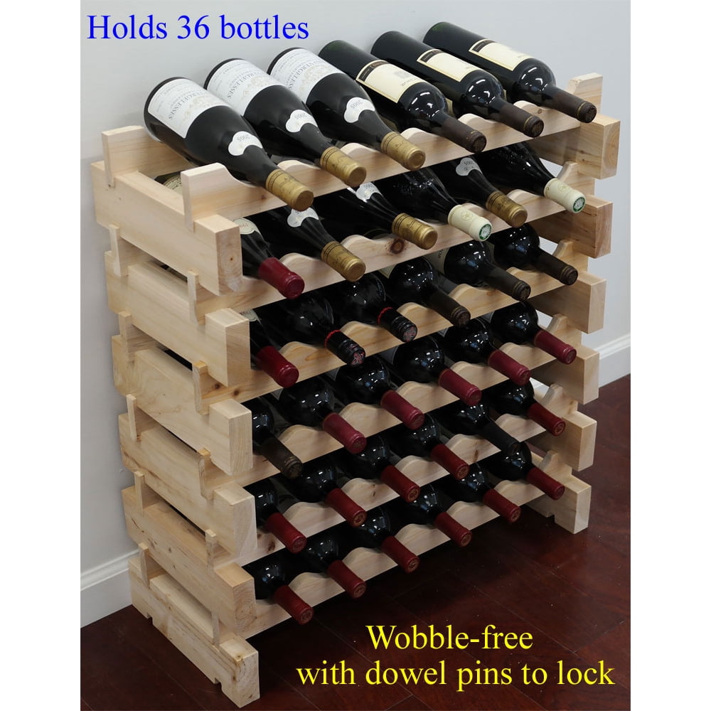 36 Bottle Capacity Stackable Storage Wine Rack, Wobble-Free, WN36 ...