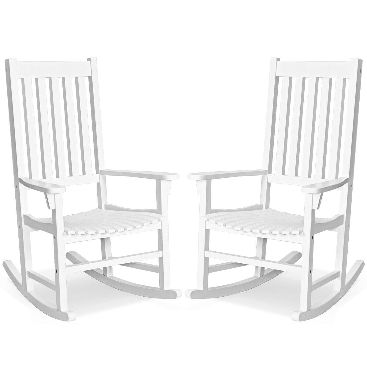 Click here for Gymax 2pcs Wood Rocking Chair Porch Rocker High Ba... prices
