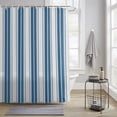 Blue Striped Shower Curtain for Bathroom, Vertical Stripe Modern ...