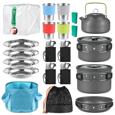 Wealers 8pc Camping Cookware Set Stainless Steel Pots and Pans with ...