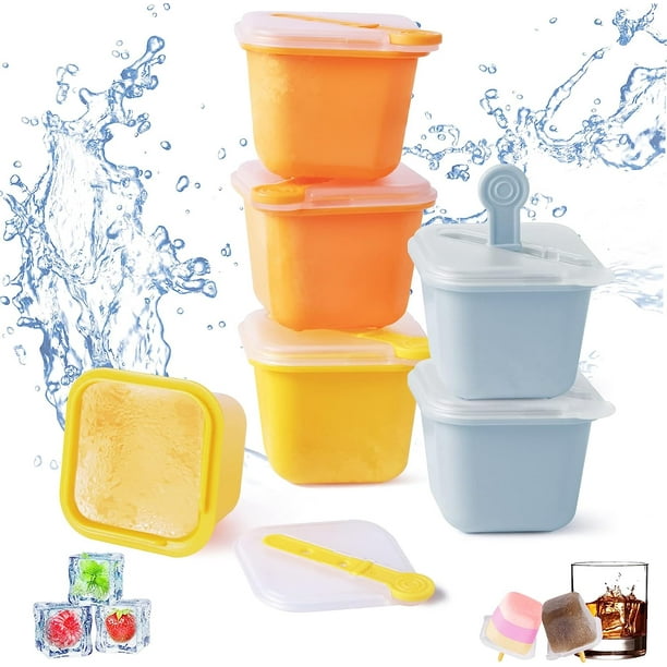 Set of 6 2-in-1 ice cube trays and molds with stackable BPA-free ...