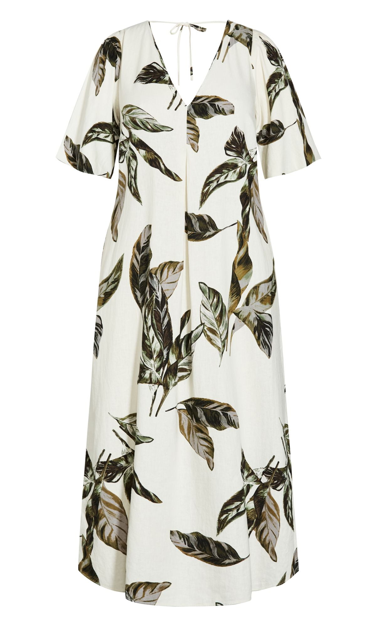 Refinity Women's Plus Size Palm Short Sleeve Dress - Ecru - Walmart.com