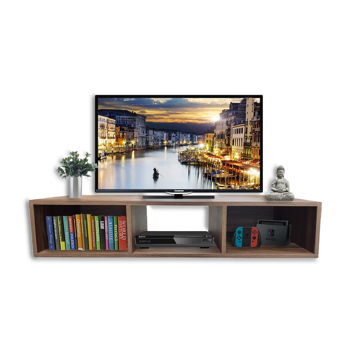 Repisa De Pared De Madera Para Equipos De Tv 100 X 30 Cm Nogal ...