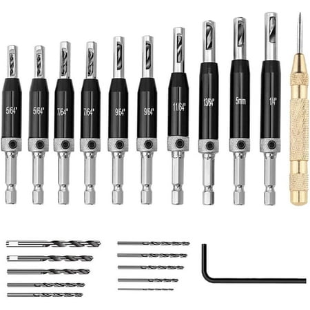 Self Centering Drill Bit Set Hinge Tapper Core Puncher with Hex Key ...