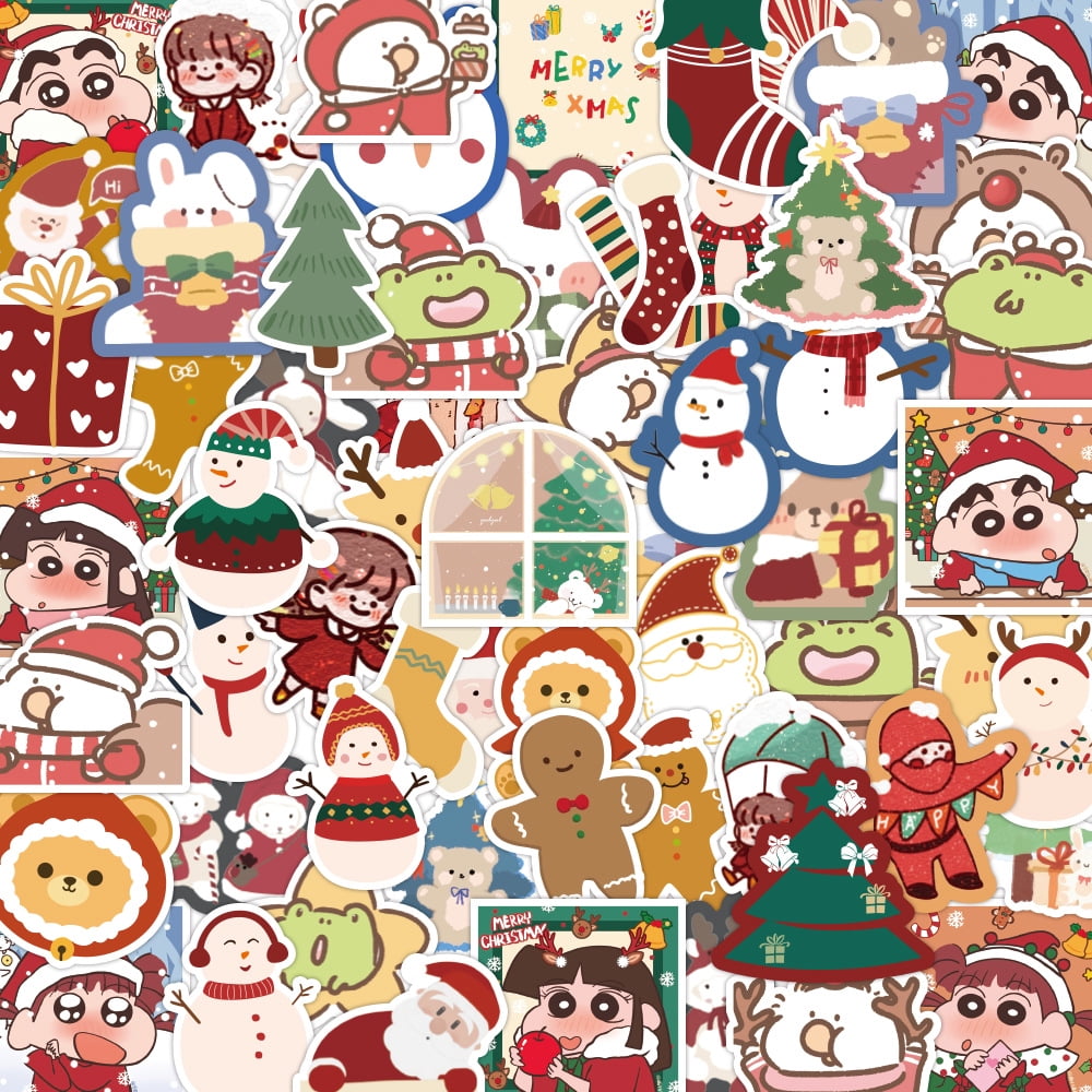 60 PCS Stickers Pack, Christmas Theme Stickers Waterproof Cute Cool ...