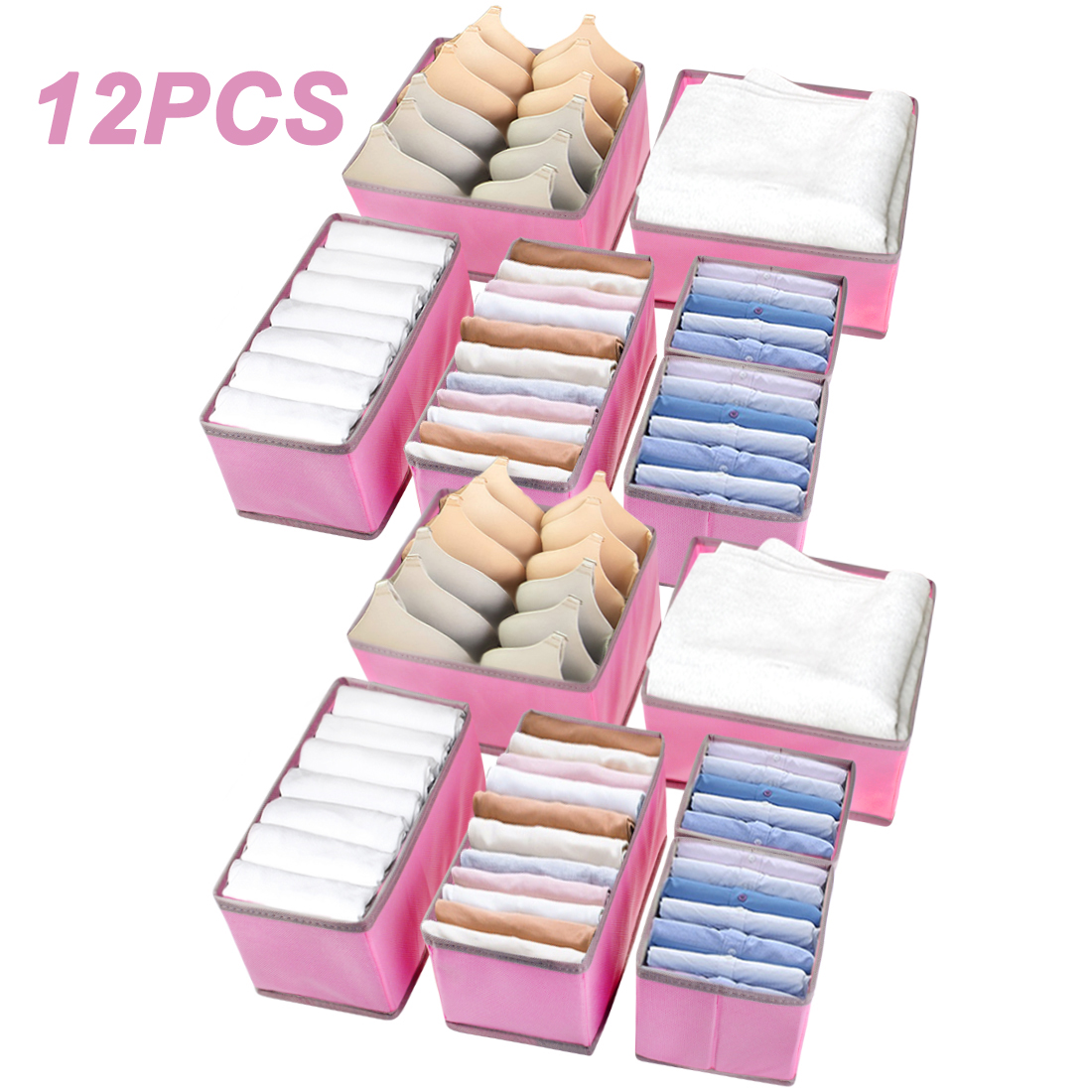 SEKKVY 12 Pack Drawer Organizer Dividers Foldable Underwear and Bras ...