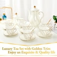 DUJUST 22 pcs White Porcelain Tea Set for 6, Luxury British Style Tea ...