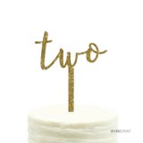 Gold Glitter Script Number Two Acrylic Birthday Cake Topper - Walmart.com