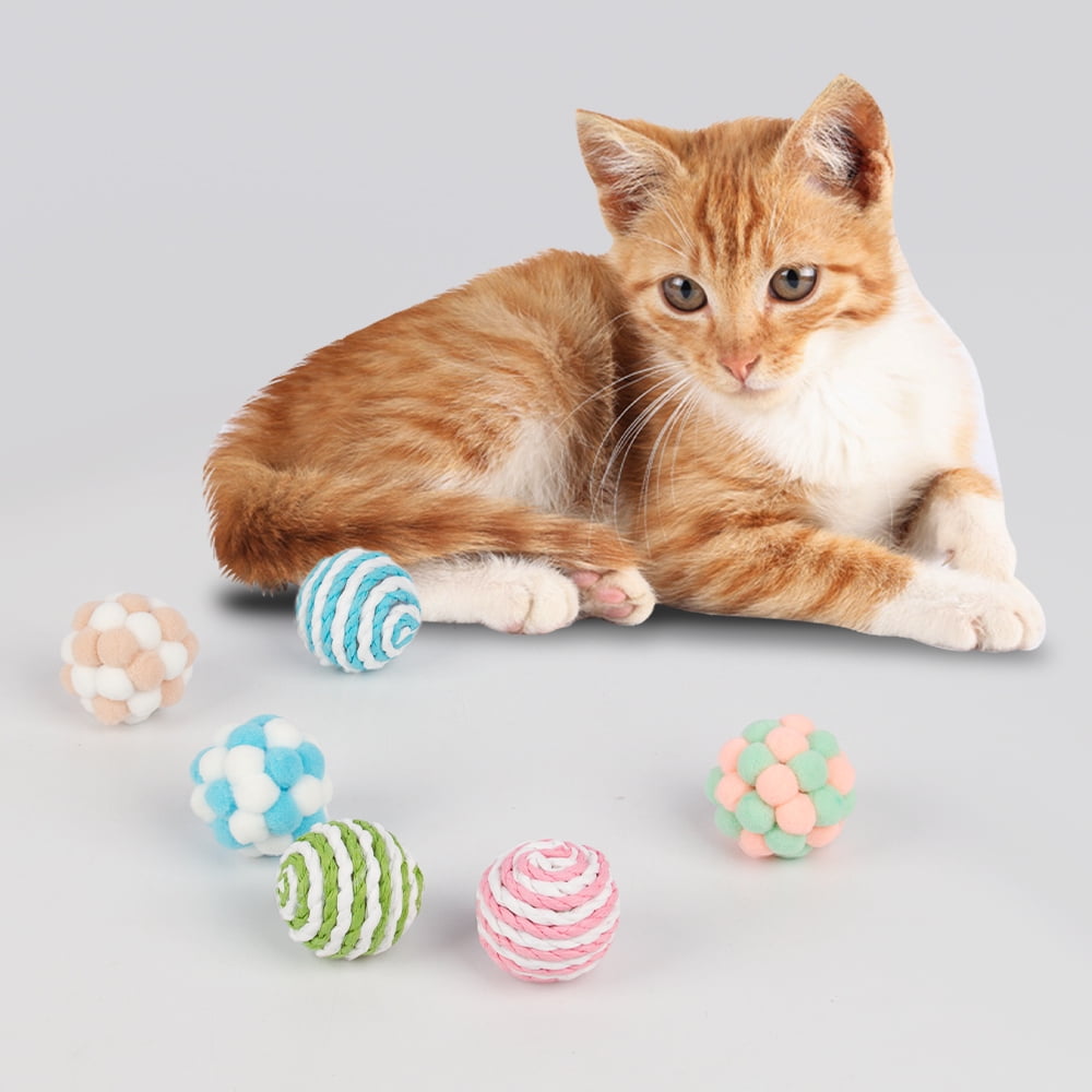 6 Pcs Cat Toy Balls with Bell,Soft Interactive Playing Chewing Toys for ...